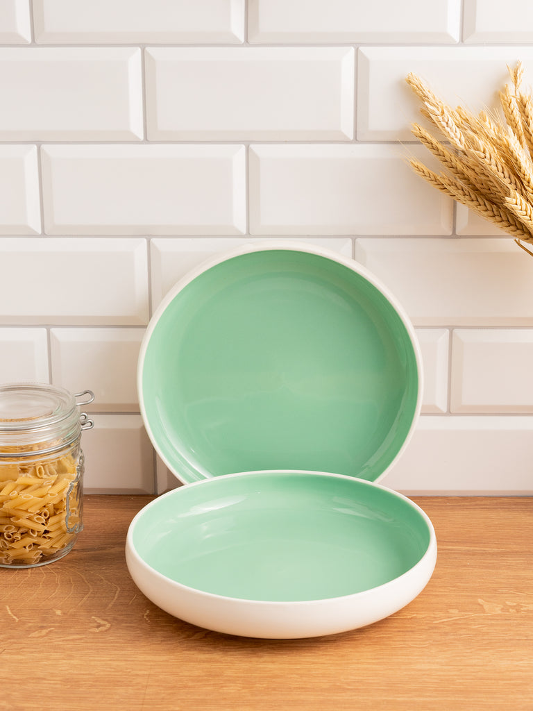 Lusite Green Pasta Plates - Premium Porcelain Dinnerware – Lazuro Home